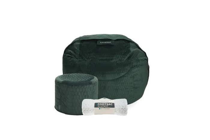 MovieSac Bundle: Squattoman & Footsac Shown in Pine Quilted Velvet and ...